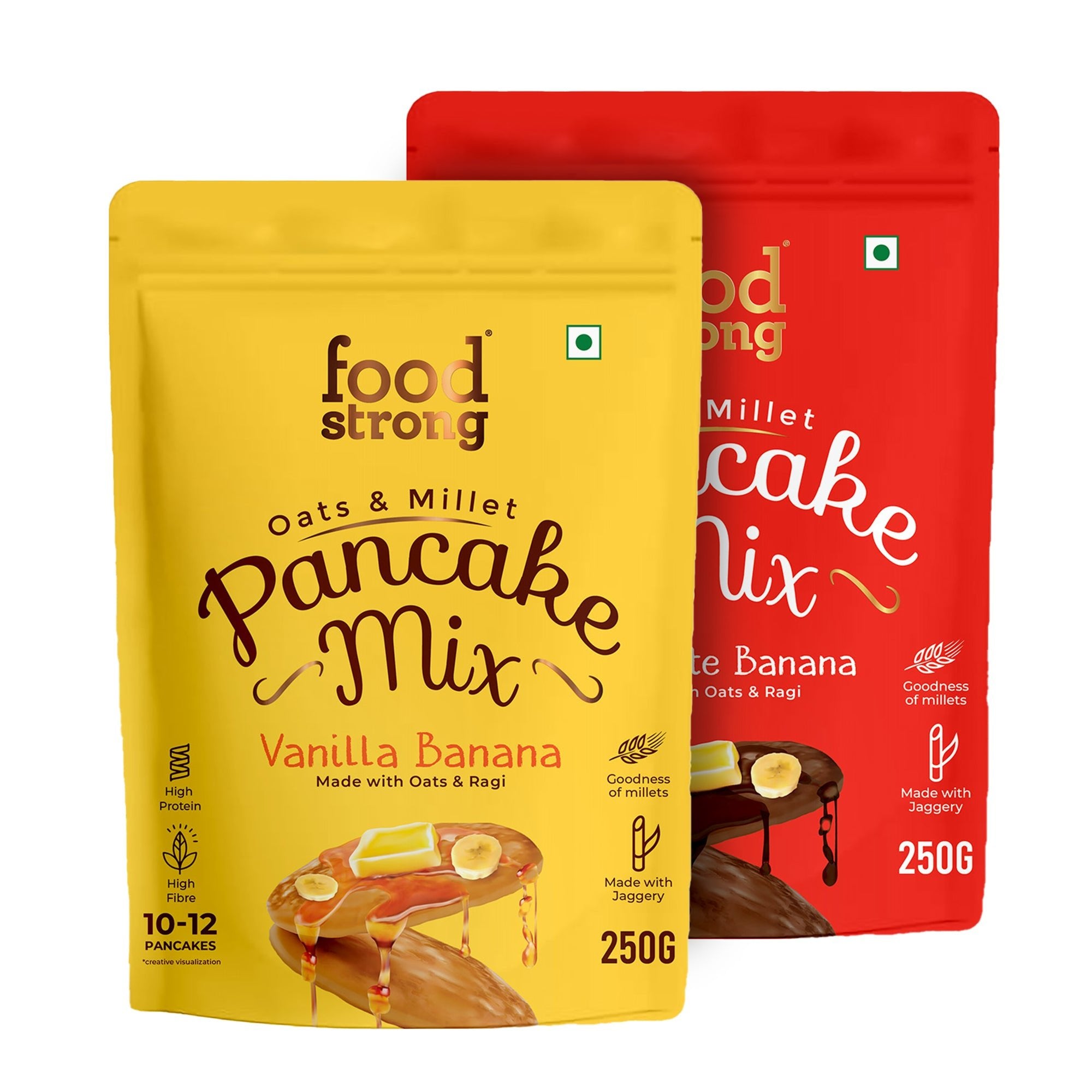Oats & Millet Pancake Mix (Vanilla Banana & Chocolate Banana) (2 x 250 ...