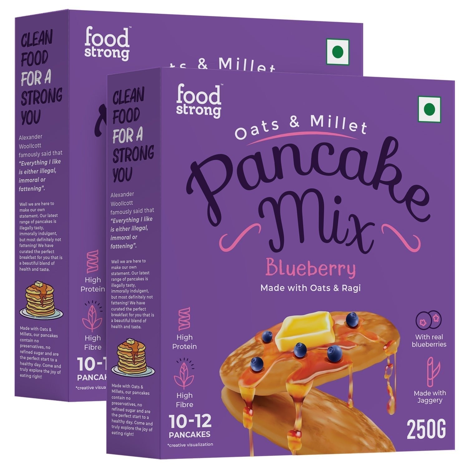 Oats & Millet Pancake Mix (Blueberry) (2 x 250g) – foodstrong