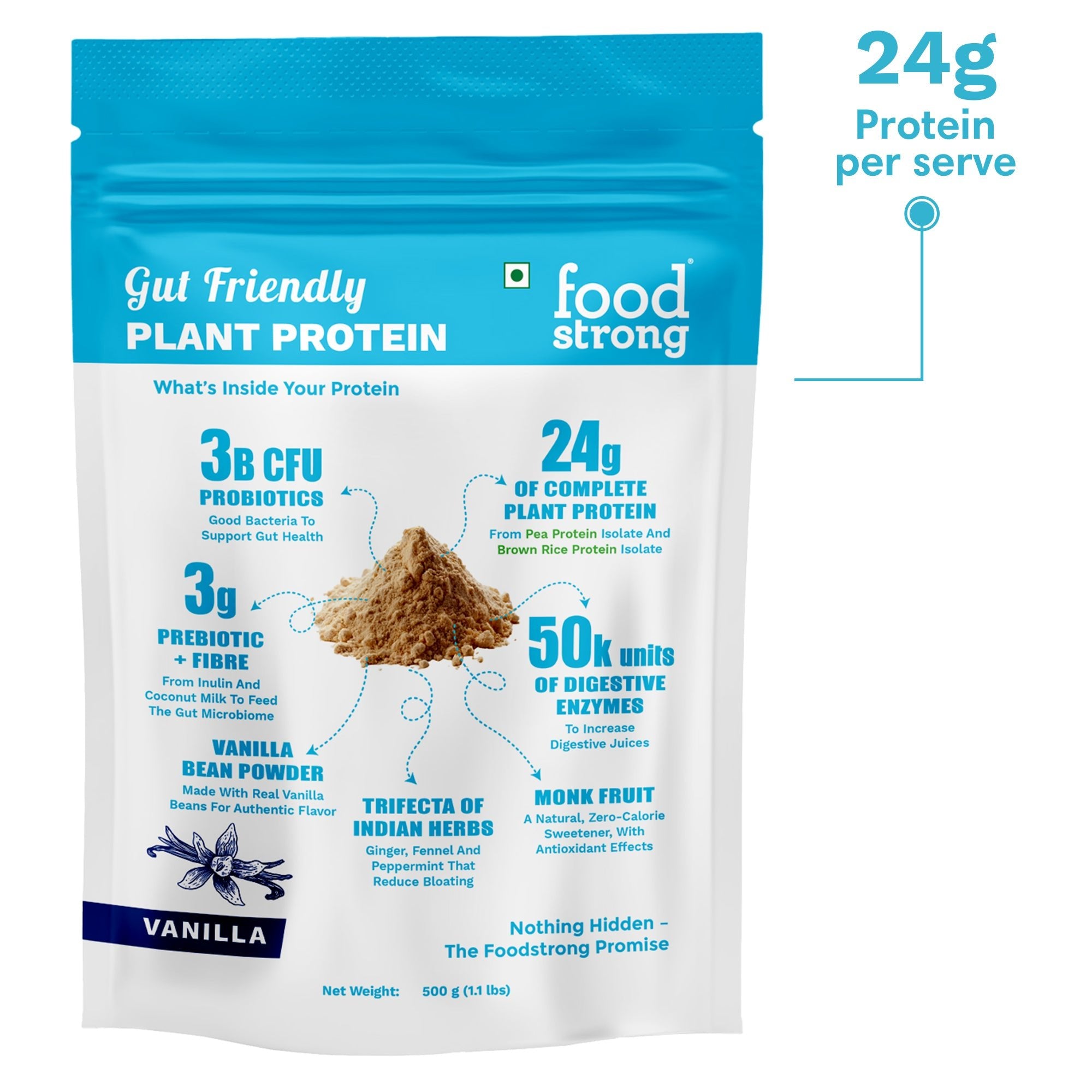Gut Friendly Plant Protein | Vanilla 500G – foodstrong
